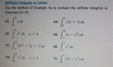 Solved Definite Integrals As Limits Use The Method Of