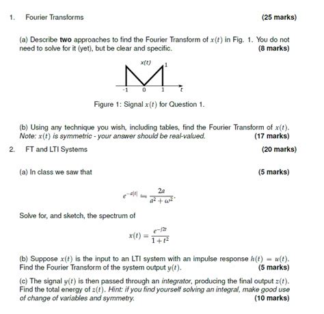 Solved 1 Fourier Transforms 25 Marks A Describe Two Chegg Com