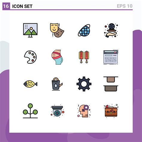 Universal Icon Symbols Group Of 16 Modern Flat Color Filled Lines Of Strategy Growth Theater