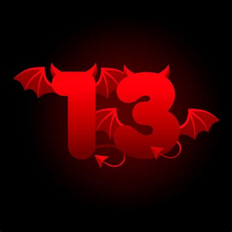 Premium Vector Devil Number 13 Red Figure With Wings And Horns