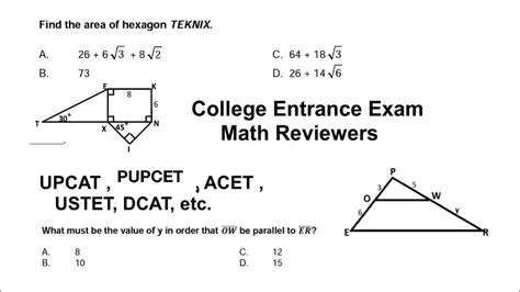College Entrance Exam Math Reviewer Part 2 Upcat Pupcet Ustet Acet