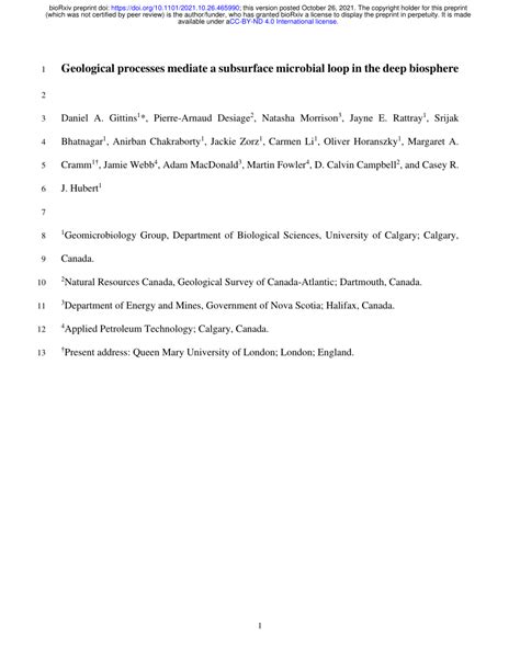 Pdf Geological Processes Mediate A Subsurface Microbial Loop In The Deep Biosphere