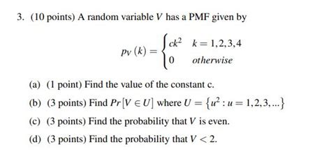 Solved Points A Random Variable V Has A PMF Given By Chegg Com