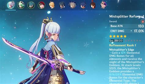 Na 9x5 Kamisato Ayaka C1 Mistplitter Reforged Diluc C1 Qiqi