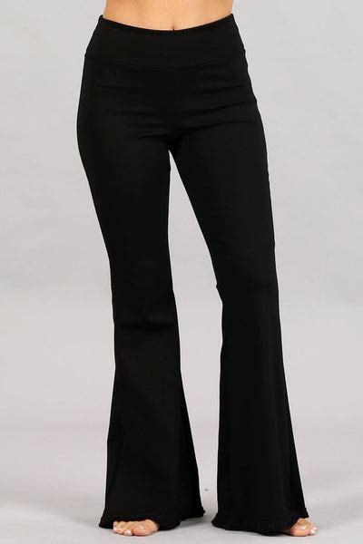 Chatoyant Plus Size Flared Bell Pants With Frayed Fringe Black Jalynns Closet