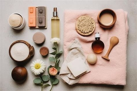 Premium Ai Image Flat Lay Composition Skincare Essentials
