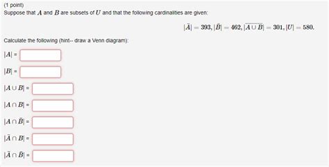 Solved 1 Point Suppose That A And B Are Subsets Of U And