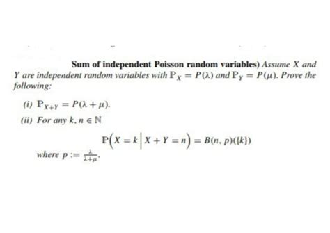 Solved Sum Of Independent Poisson Random Variables Assume X
