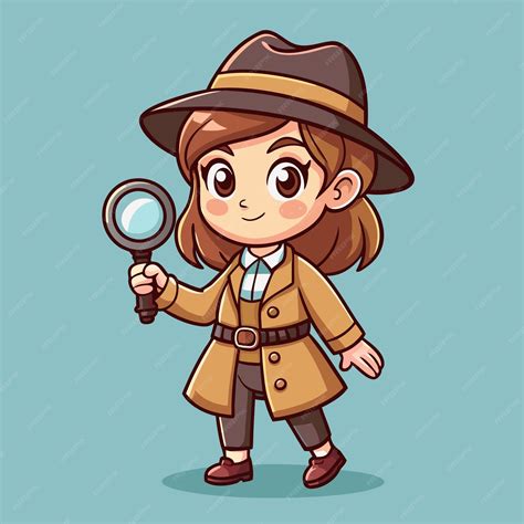Premium Vector Pretty Girl In Detective Costume Searching With