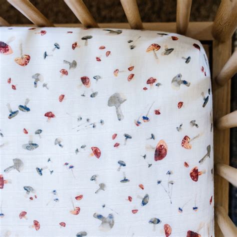 Mushrooms Crib Sheet Cotton Bed Sheets Little Unicorn Usa
