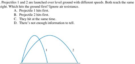 Solved Projectiles 1 And 2 Are Launched Over Level Ground