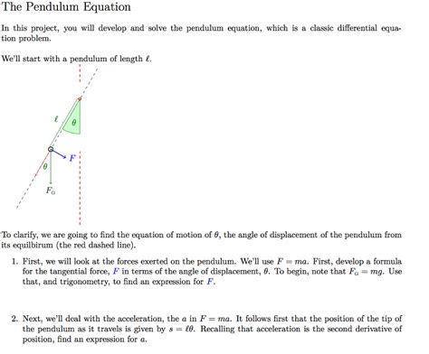 Solved The Pendulum Equation In This Project You Will