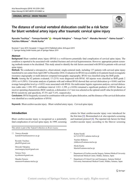 The Distance Of Cervical Vertebral Dislocation Could Be A Risk Factor