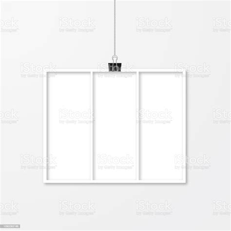 현실적인 사진 프레임 바인더 클립 흰 벽에 고립 된 거 사진 콜라주 벡터 템플릿입니다 웨딩 앨범 페이지 레이아웃입니다 사진