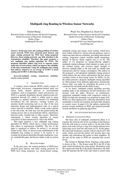 Pdf Multipath Ring Routing In Wireless Sensor Networks