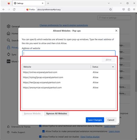 Allow Popups Voip Analyzer Tool