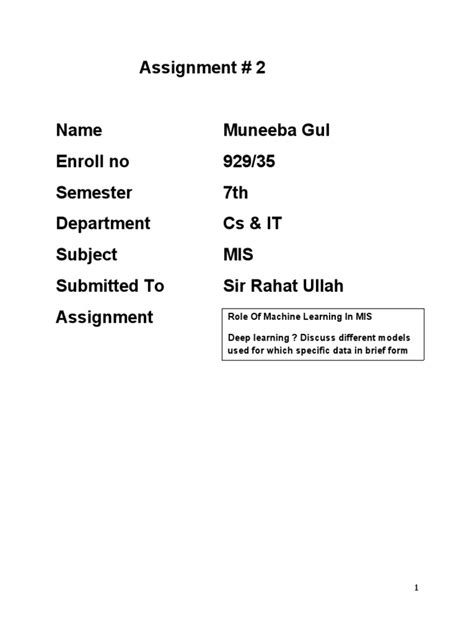 Role Of Machine Learning In Mis Pdf Deep Learning Artificial Neural Network