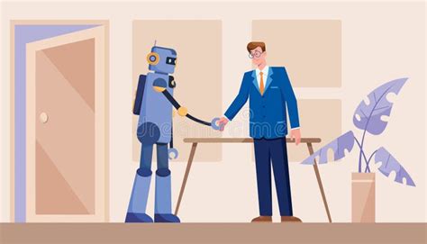 Businessman And Robot In Office Stock Vector Illustration Of Artificial Human 274235660