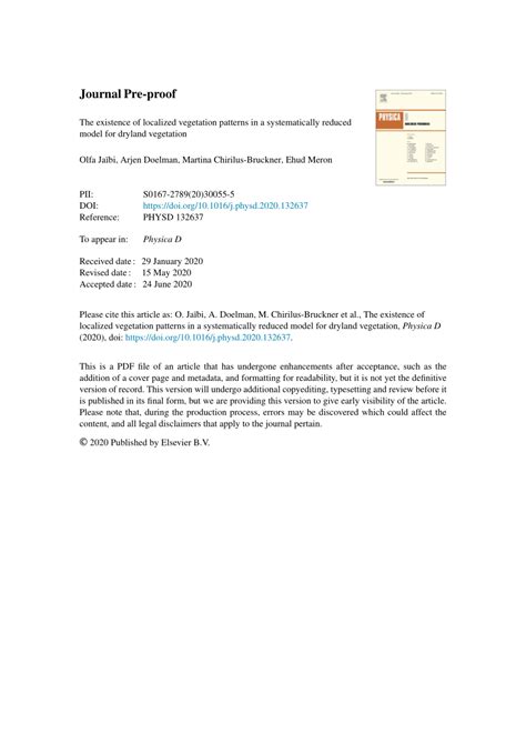 Pdf The Existence Of Localized Vegetation Patterns In A