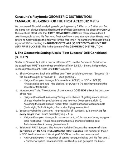 H2 Math Notes Geometric Distribution Mathematics H2 Gce A Level