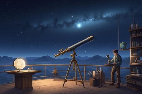 Premium Photo Depict A Section Of The Lab Dedicated To Astronomy With A Telescope Pointed At