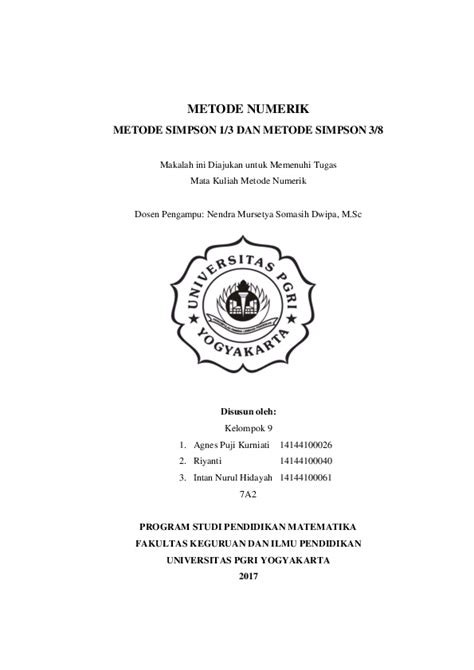 Doc Metode Simpson 1 3 Dan 3 8