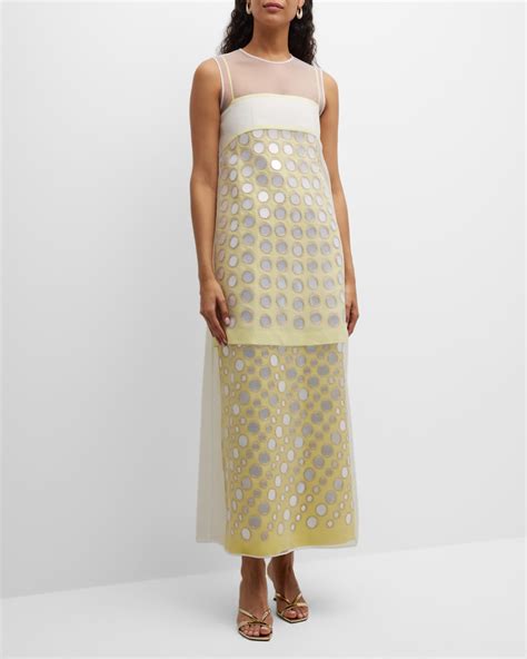 Tory Burch Sleeveless Mirror Embellished Maxi Dress Neiman Marcus
