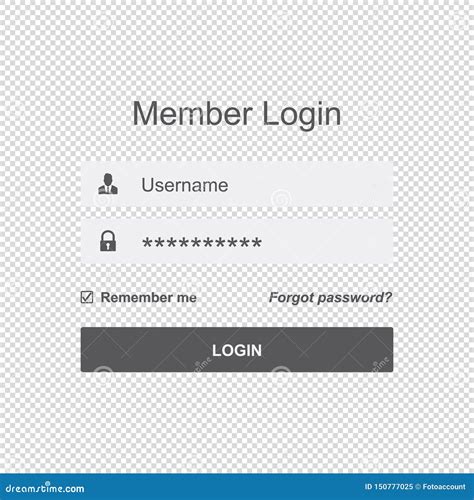 Vector Login Box Form Interface Page Username And Password Flat