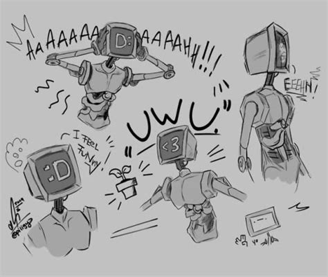 Uwu Monster Prom Robot Design Sketch Robot Concept Art