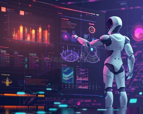 Ai Assisting Human In Real Time Data Visualization Stock Illustration