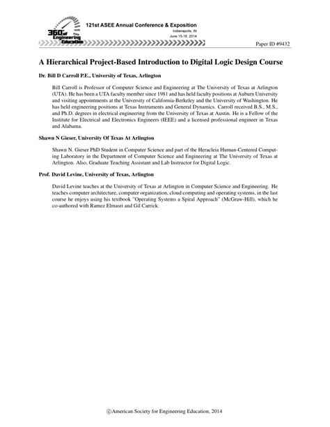 Pdf A Hierarchical Project Based Introduction To Digital Logic Design
