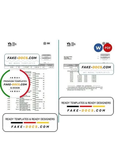 Usa Usaa Bank Statement Word And Pdf Template 5 Pages Fake Docs