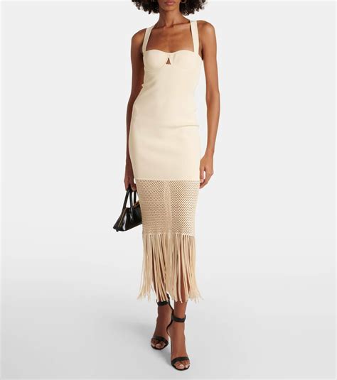 Galvan Diana Fringed Midi Dress Galvan