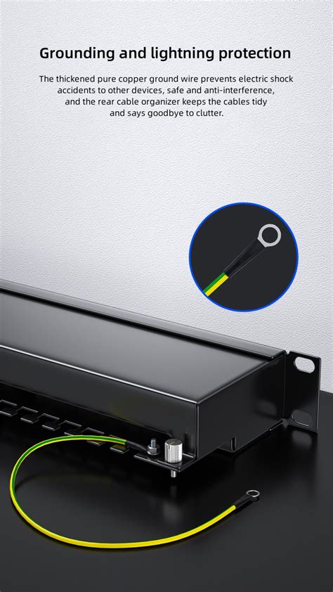 High Resolution Cabinet Wallmount 1U 19 Inch Ethernet Computer Patch Panel Hole 24 Port Cat5