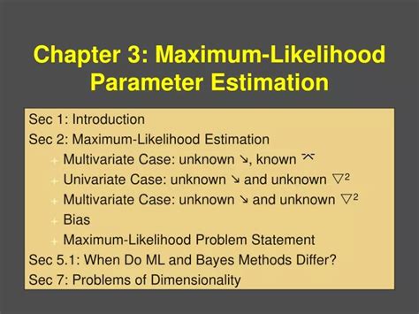 Ppt Pattern Classification Maximum Likelihood Parameter Estimation