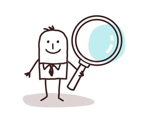 Cartoon Man Carrying A Large Magnifying Glass Stock Vector Illustration Of Colors