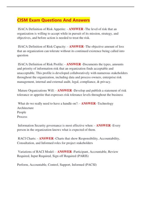 Cism Exam Bundle Questions And Answers Latest Updates Stuvia Us