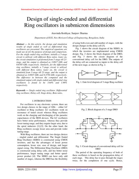 Pdf Design Of Single Ended And Differential Ring Oscillators In Submicron Dimensions