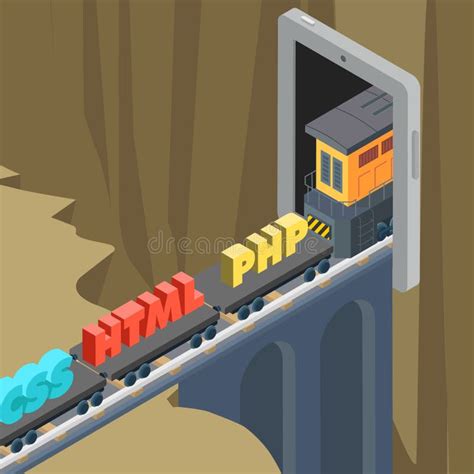 Mobile Application Development Css Html Php Vector Isometric 3d Stock Vector Illustration Of