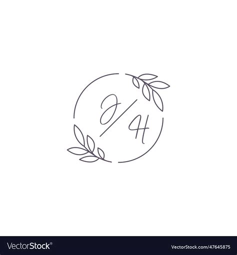 Initials Jh Monogram Wedding Logo With Simple Vector Image