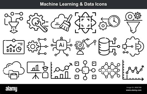 Machine Learning Data Icons Ai Technology Big Data Analytics Stock
