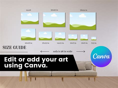 Canvas Size Guide And Smart Mockup Horizontal Wall Art Etsy Australia