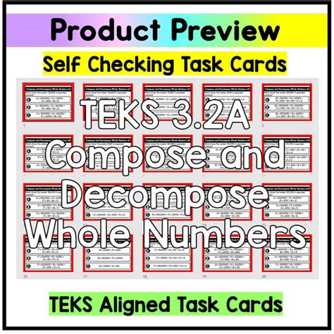 TEKS A Compose And Decompose Whole Numbers Task Cards By All Star Teacher