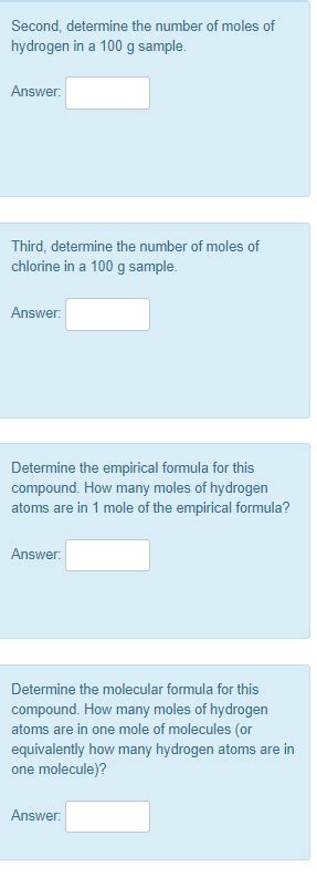 Solved Second Determine The Number Of Moles Of Hydrogen In
