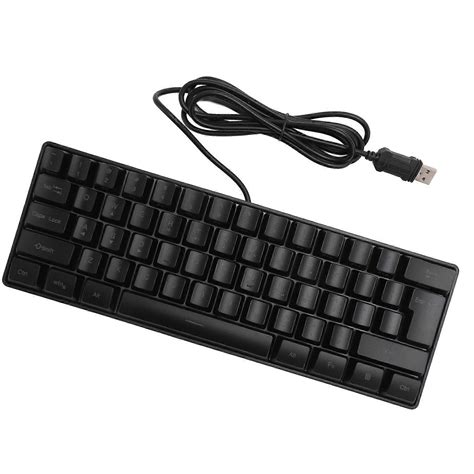 מקלדת גיימינג קווית Usb 60 אחוז תאורת Rgb אחורית 61 מקשים מקלדת קומפקטית ניידת למחשב גיימר