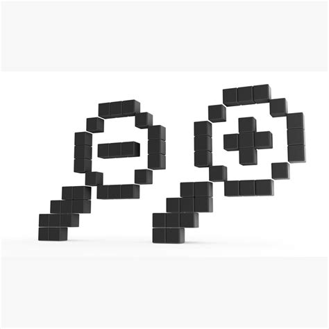 Magnifying Glass Pixelated Icon 3d Model Download On