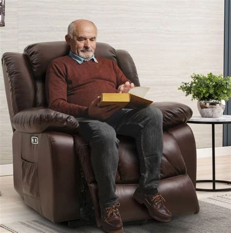 Soulout Large Genuine Leather Power Lift Chair Electric Recliner For