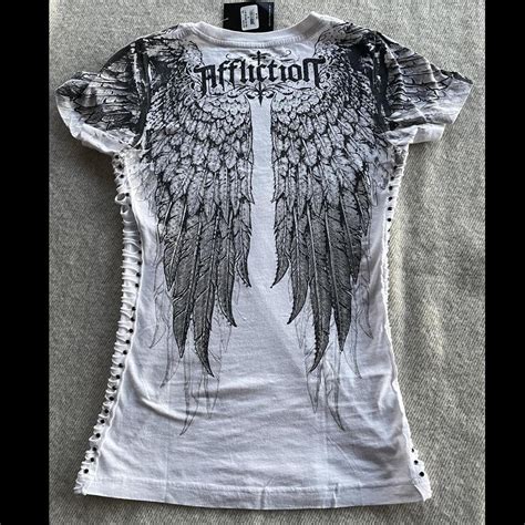 Black And White Rhinestone Affliction T Shirt Depop