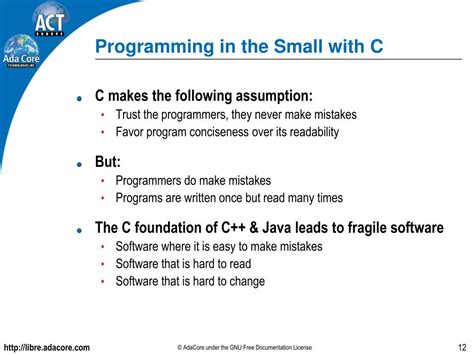Ppt Programming In The Small Ccjava Pitfalls And Ada Benefits