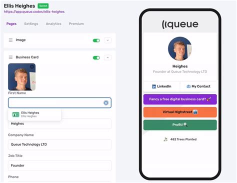 Digital Nfc Business Cards Queue Card